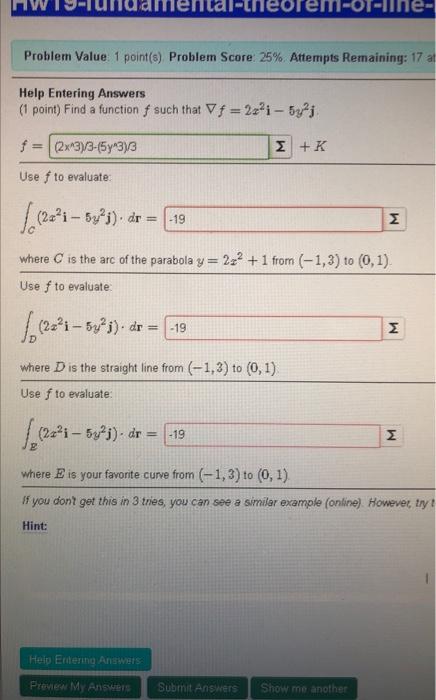 Solved Help Entering Answers (1 point) Find a function f | Chegg.com