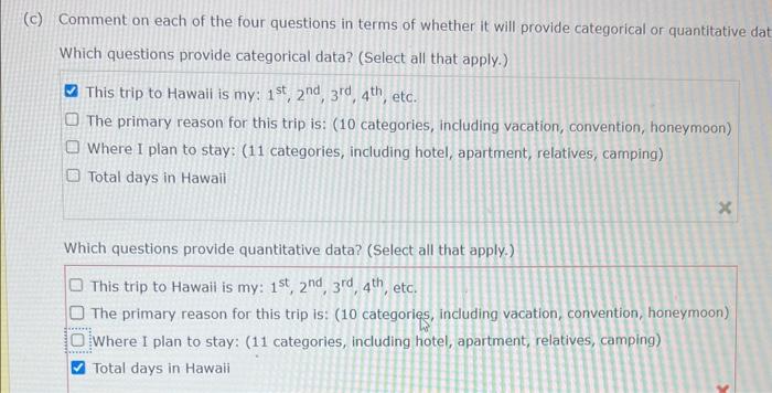 Solved The Hawaii Visitors Bureau collects data on visitors | Chegg.com