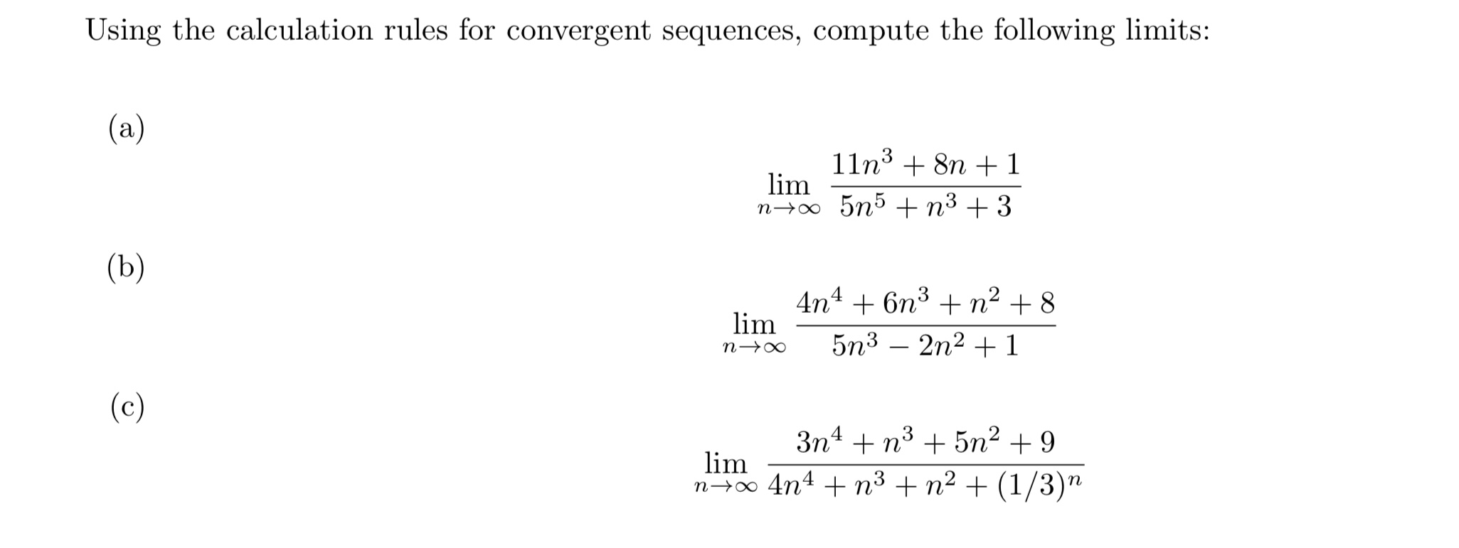Solved Using the calculation rules for convergent sequences, | Chegg.com