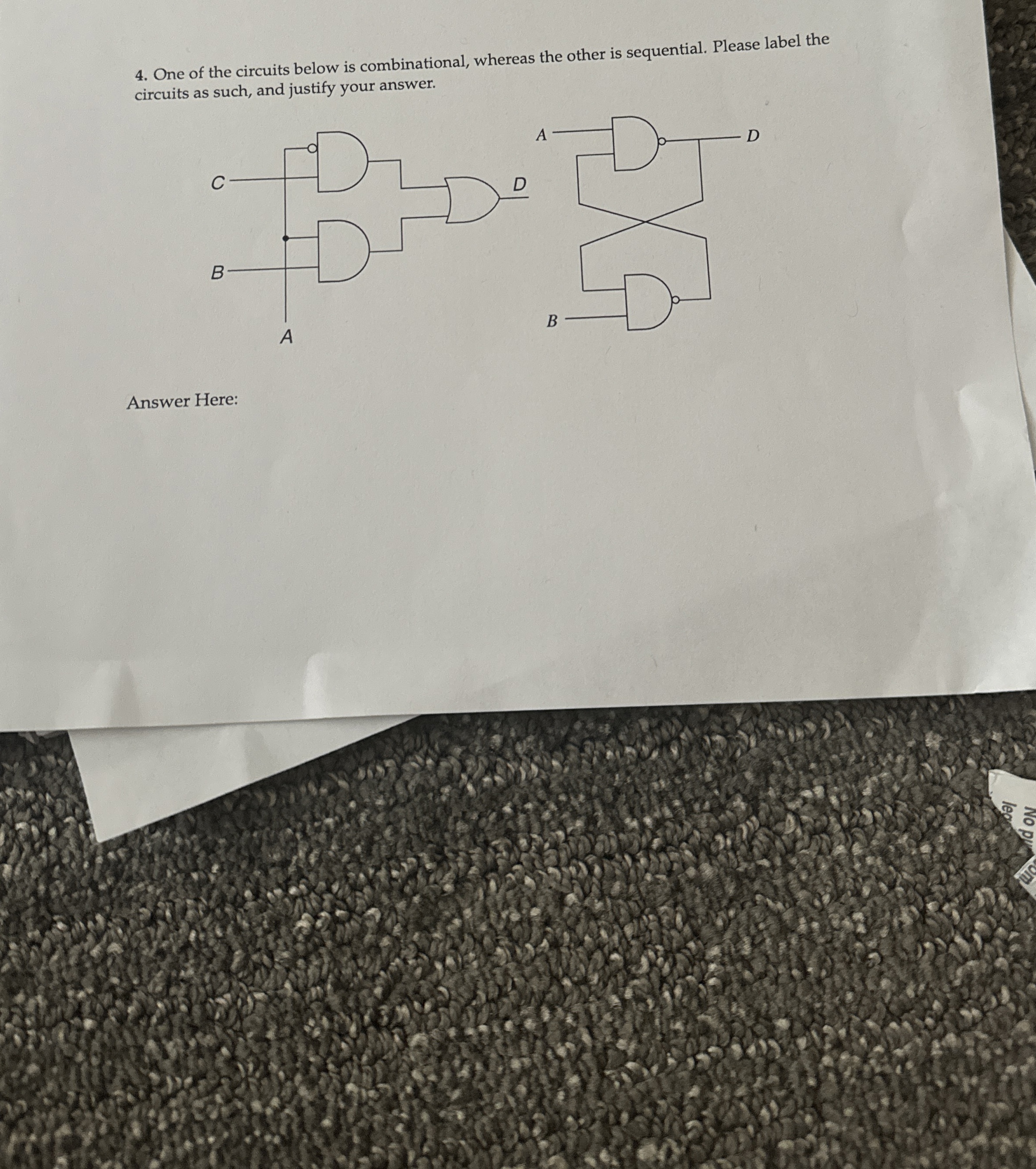 Solved One of the circuits below is combinational, whereas | Chegg.com