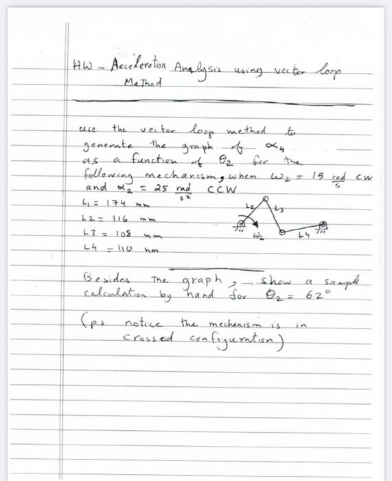 Solved HW - Acceleration Analysis using vector loop Method | Chegg.com