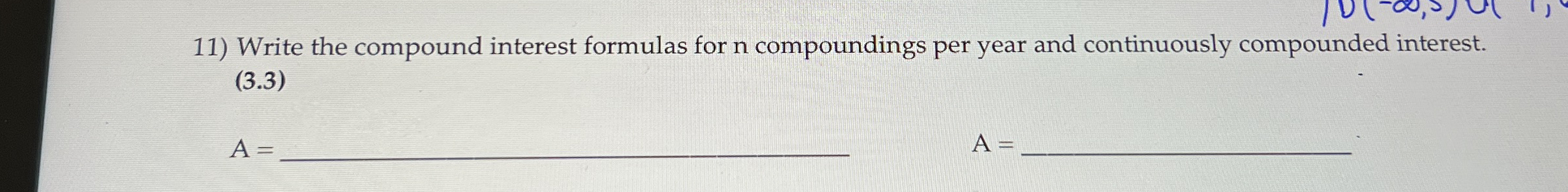 Solved Write the compound interest formulas for n | Chegg.com
