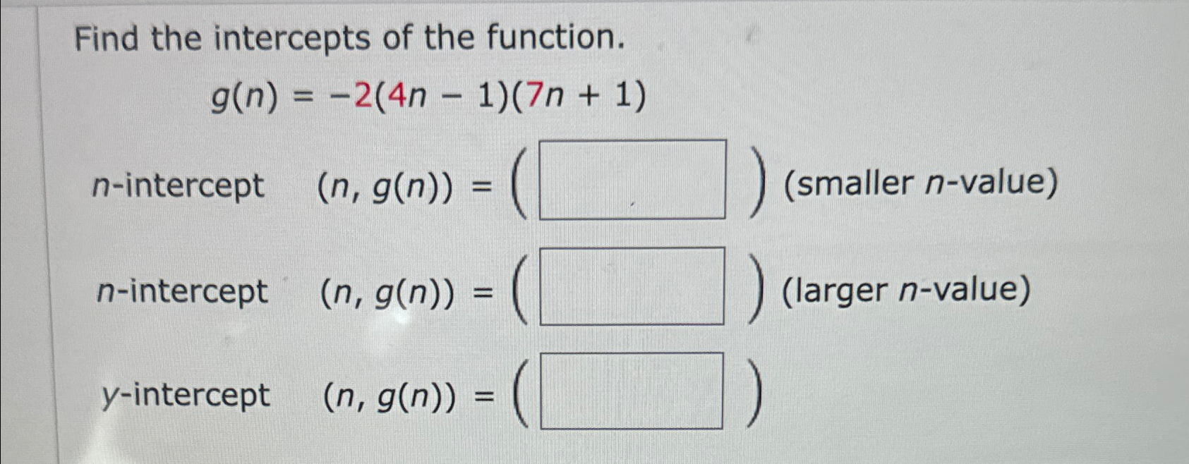 Solved Find the intercepts of the | Chegg.com