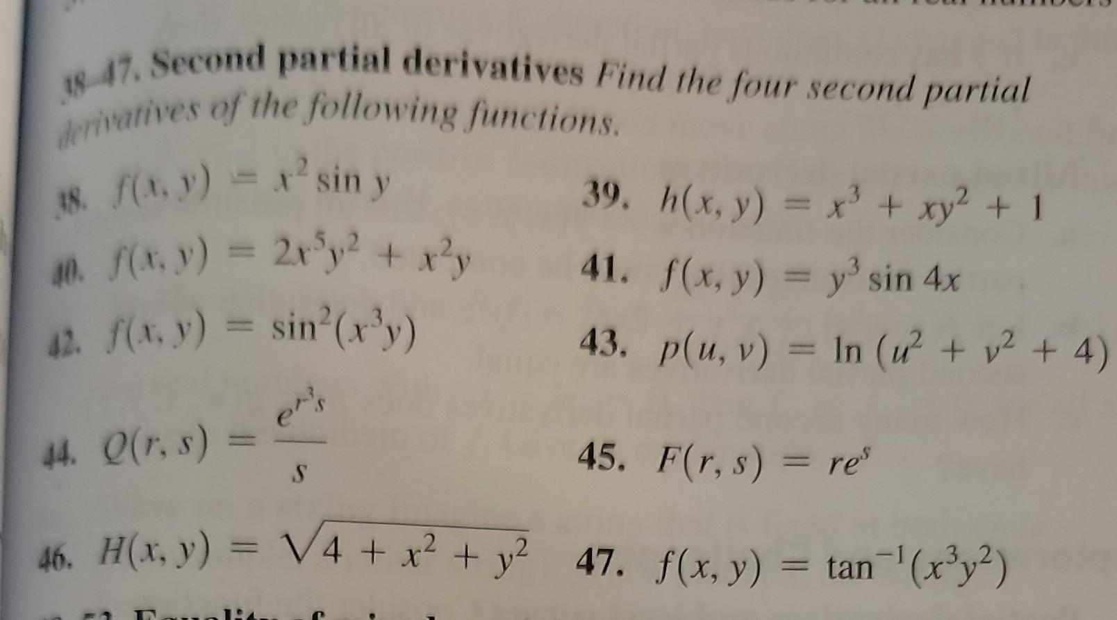 Solved Find the four second partial derivatives of the | Chegg.com