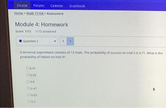 Solved Gradebook Course Forums Calendar Home > Math 11154 > | Chegg.com