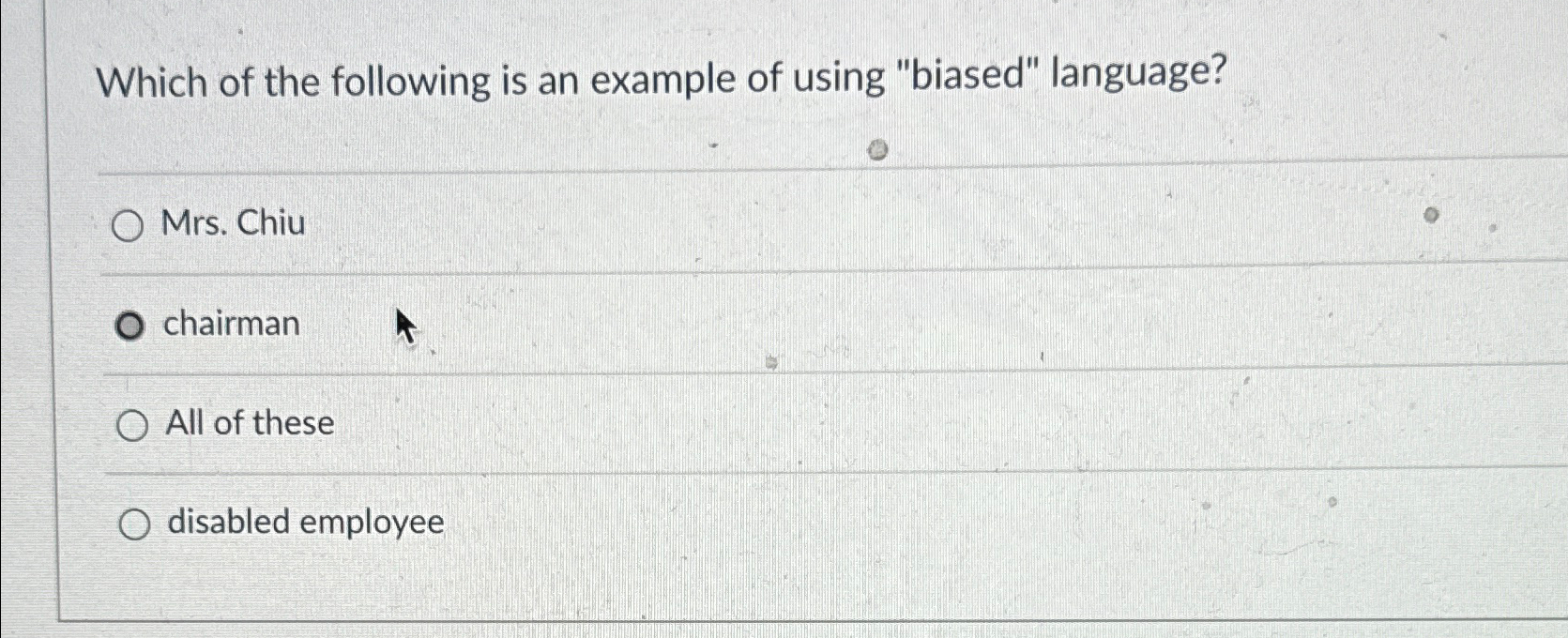 Solved Which of the following is an example of using | Chegg.com