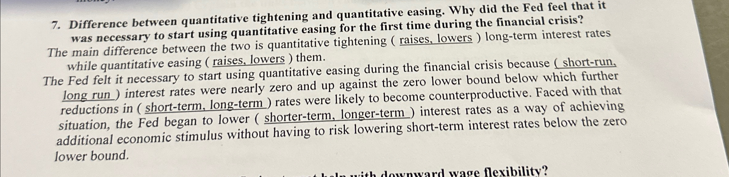 Solved Difference between quantitative tightening and | Chegg.com