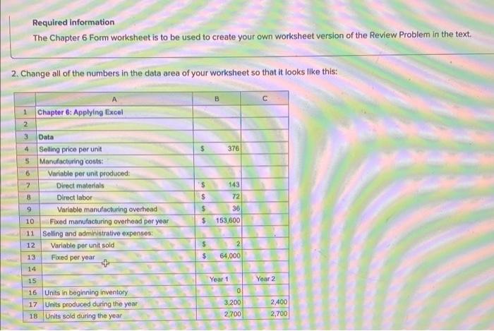 Solved Required information The Chapter 6 Form worksheet is | Chegg.com