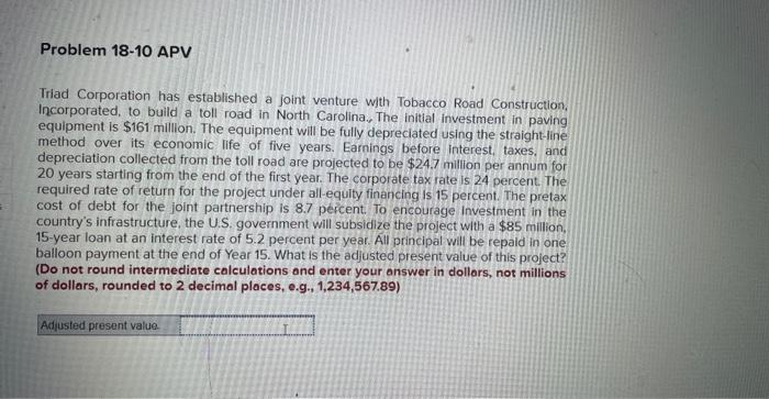 Solved Triad Corporation has established a joint venture | Chegg.com