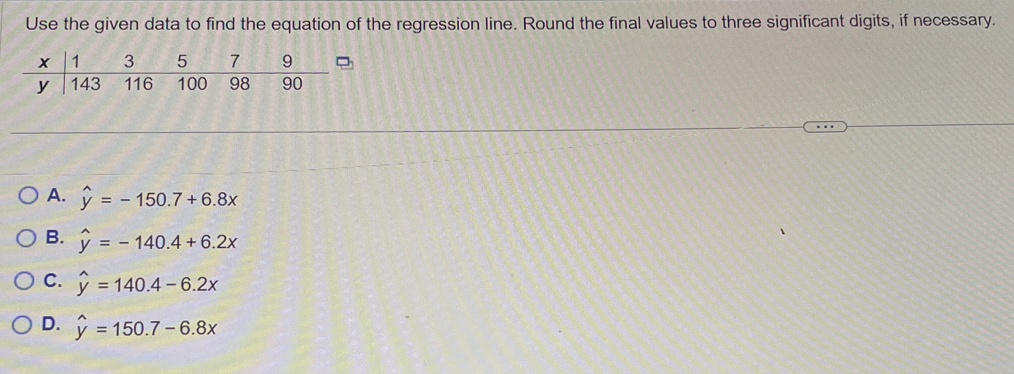 Solved Use the given data to find the equation of the | Chegg.com