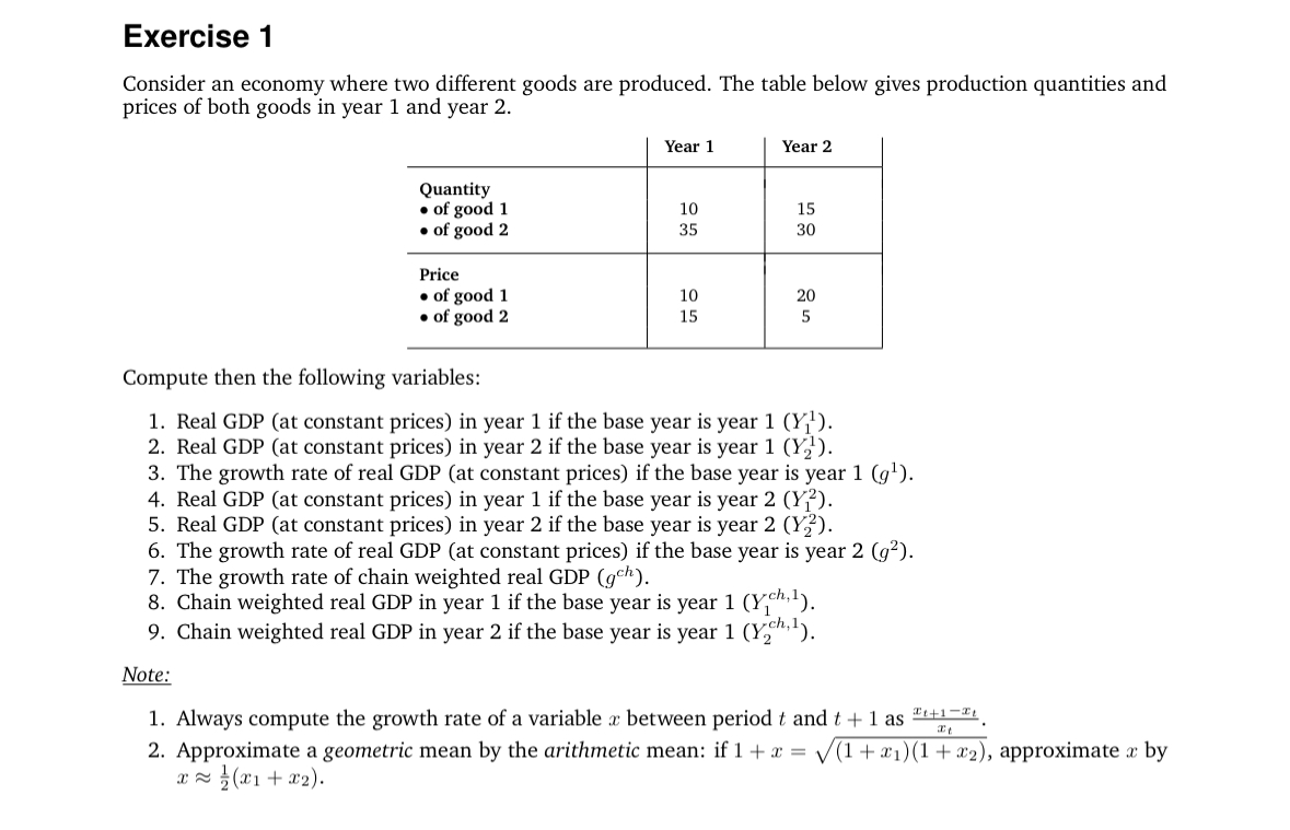 Solved Exercise 1Consider an economy where two different | Chegg.com
