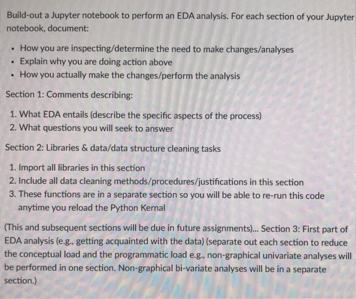 Solved Build-out a Jupyter notebook to perform an EDA | Chegg.com