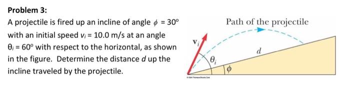 Solved Problem 3: A projectile is fired up an incline of | Chegg.com