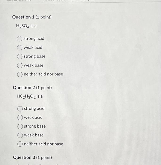 Solved strong acid weak acid strong base weak base neither | Chegg.com