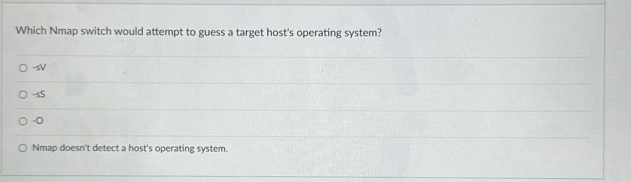 Solved Which Nmap switch would attempt to guess a target | Chegg.com