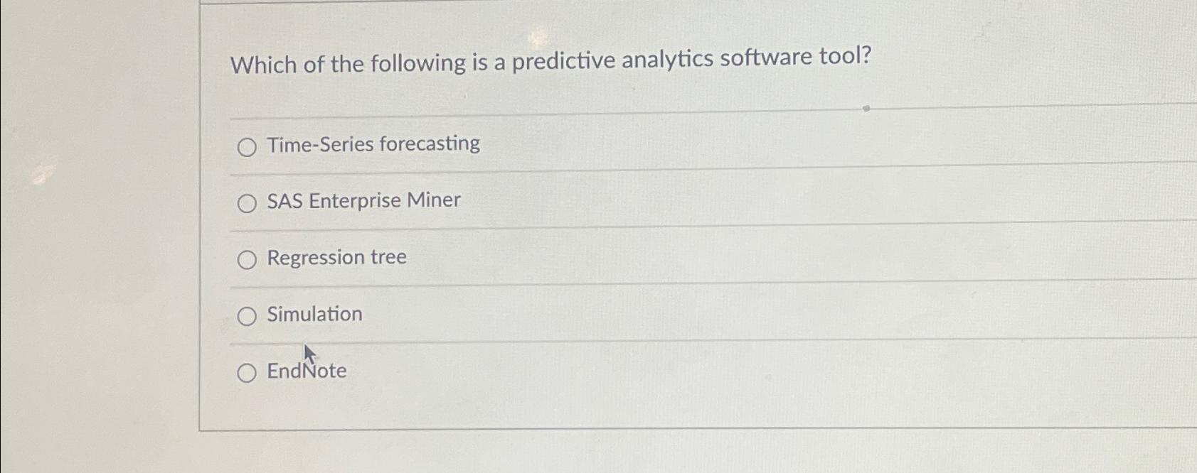 Solved Which of the following is a predictive analytics | Chegg.com