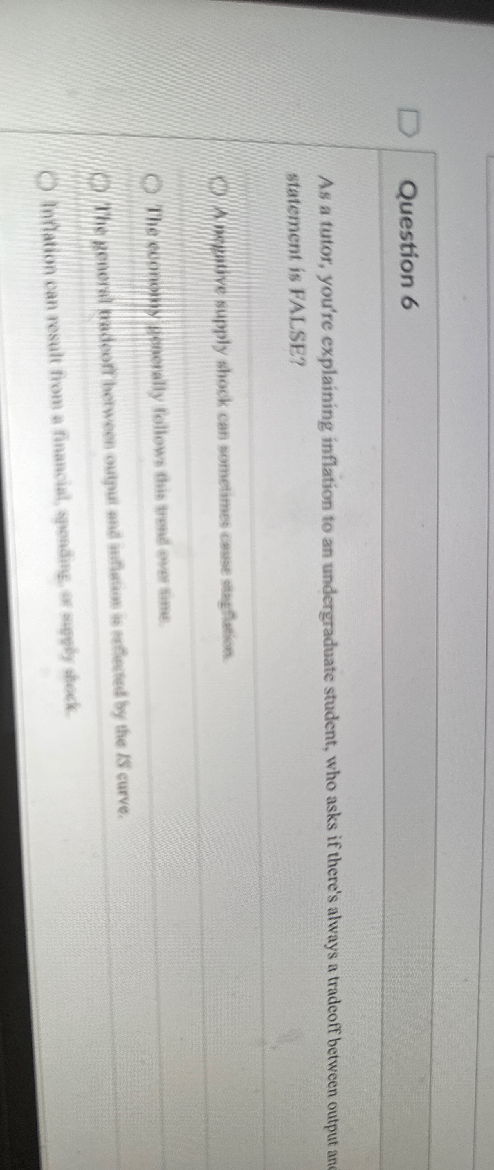 Solved Question 6As a tutor, you're explaining inflation to | Chegg.com