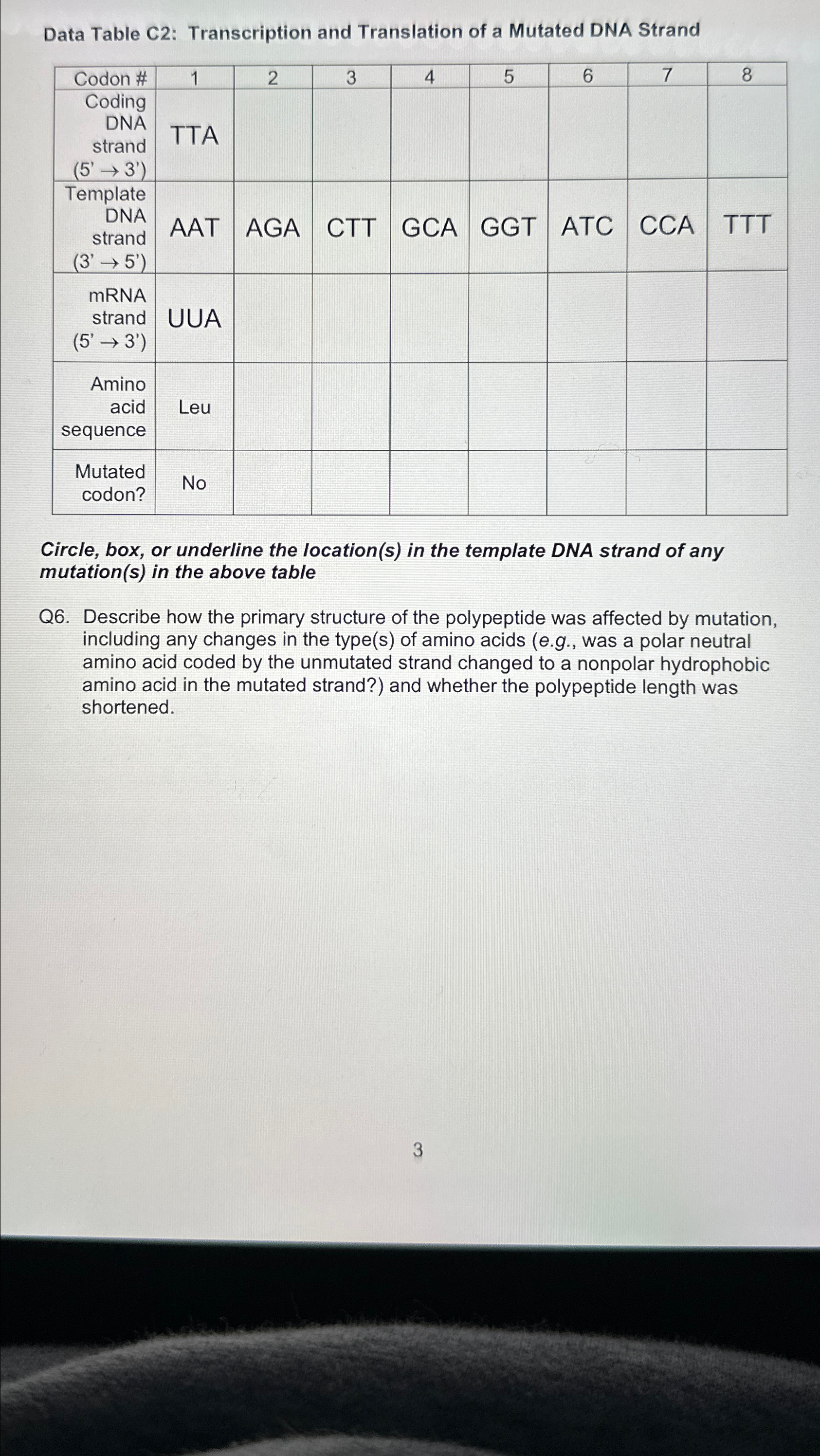 Solved Part C: Transcription and TranslationPart C1: | Chegg.com