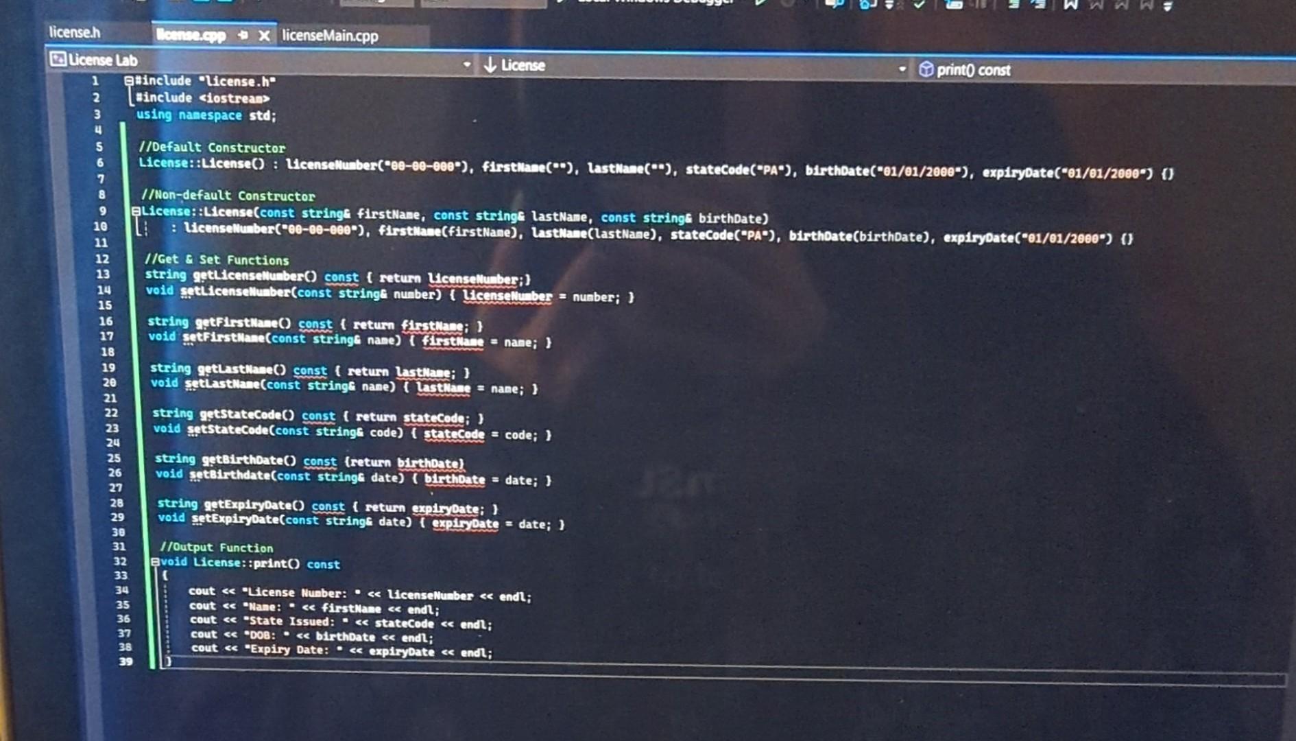 Solved licensecpp licenseMaincpp Glicenseth spragea once | Chegg.com