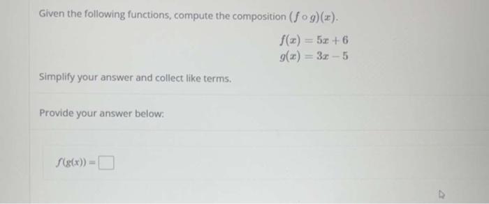 Solved Given the following functions, compute the | Chegg.com