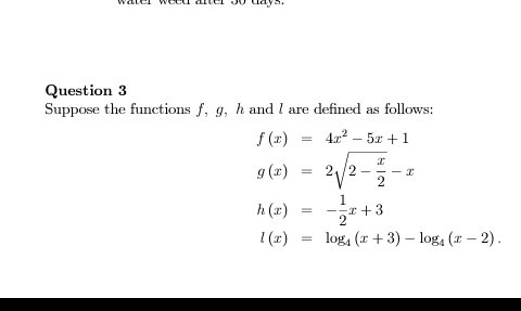 Solved Question 3 Suppose the functions f, g, h and I are | Chegg.com