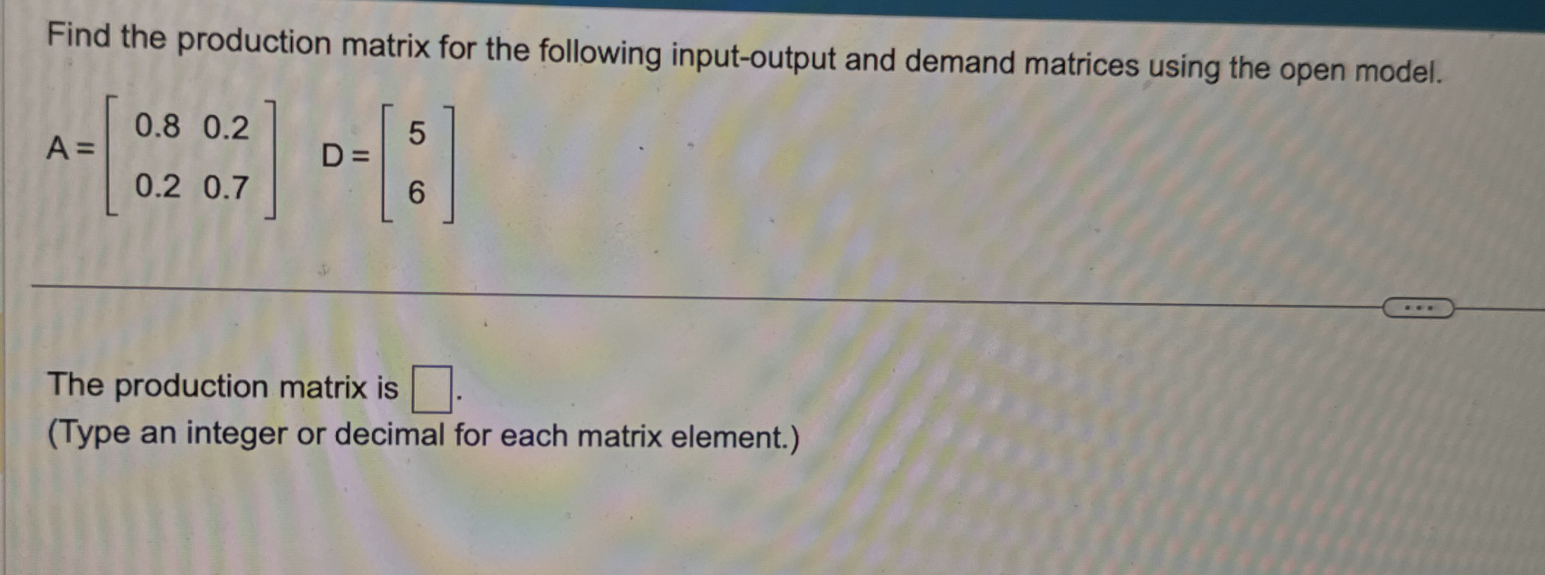 Solved Find the production matrix for the following | Chegg.com
