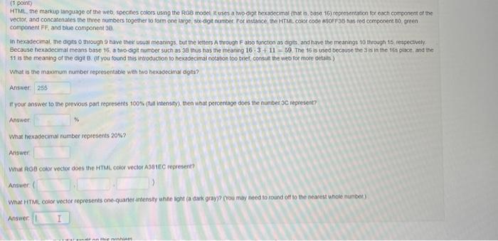 Solved component FF, and bue component 38 . In hexadecmal. | Chegg.com