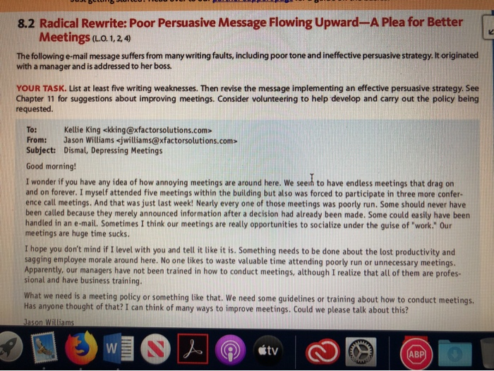 Solved 8.2 Radical Rewrite: Poor Persuasive Message Flowing | Chegg.com