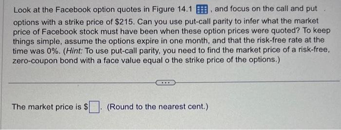 Solved Look at the Facebook option quotes in Figure 14.1E 連, | Chegg.com