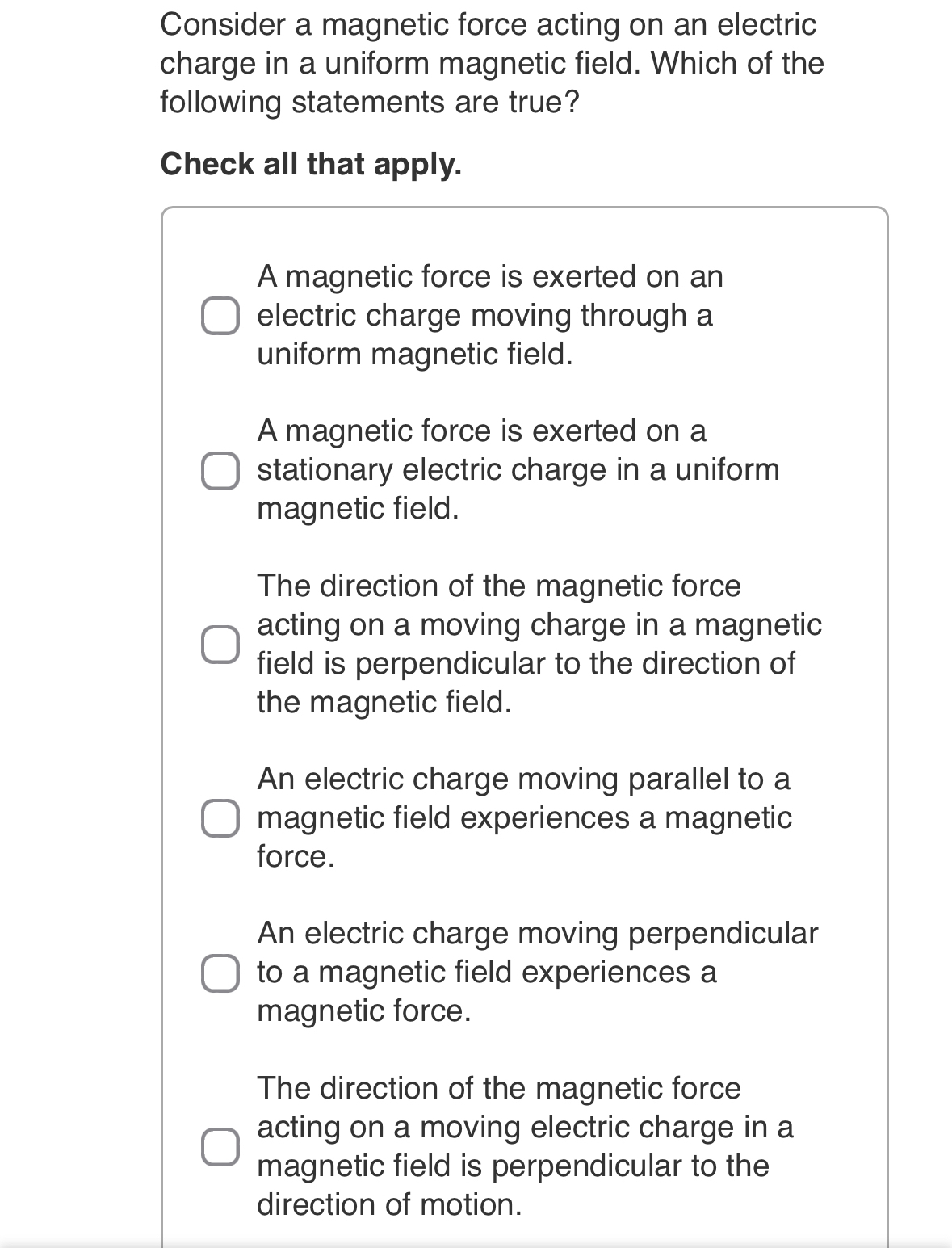 Solved Consider a magnetic force acting on an electriccharge | Chegg.com