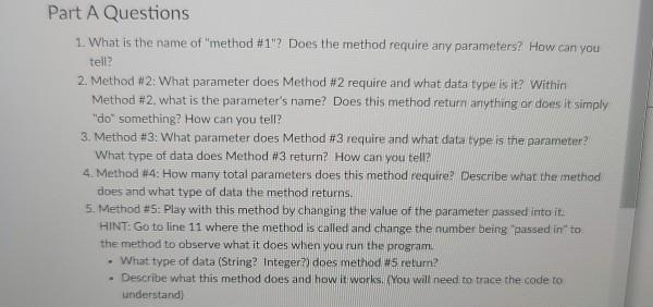 Solved Part A Questions 1. What is the name of "method #1"? | Chegg.com