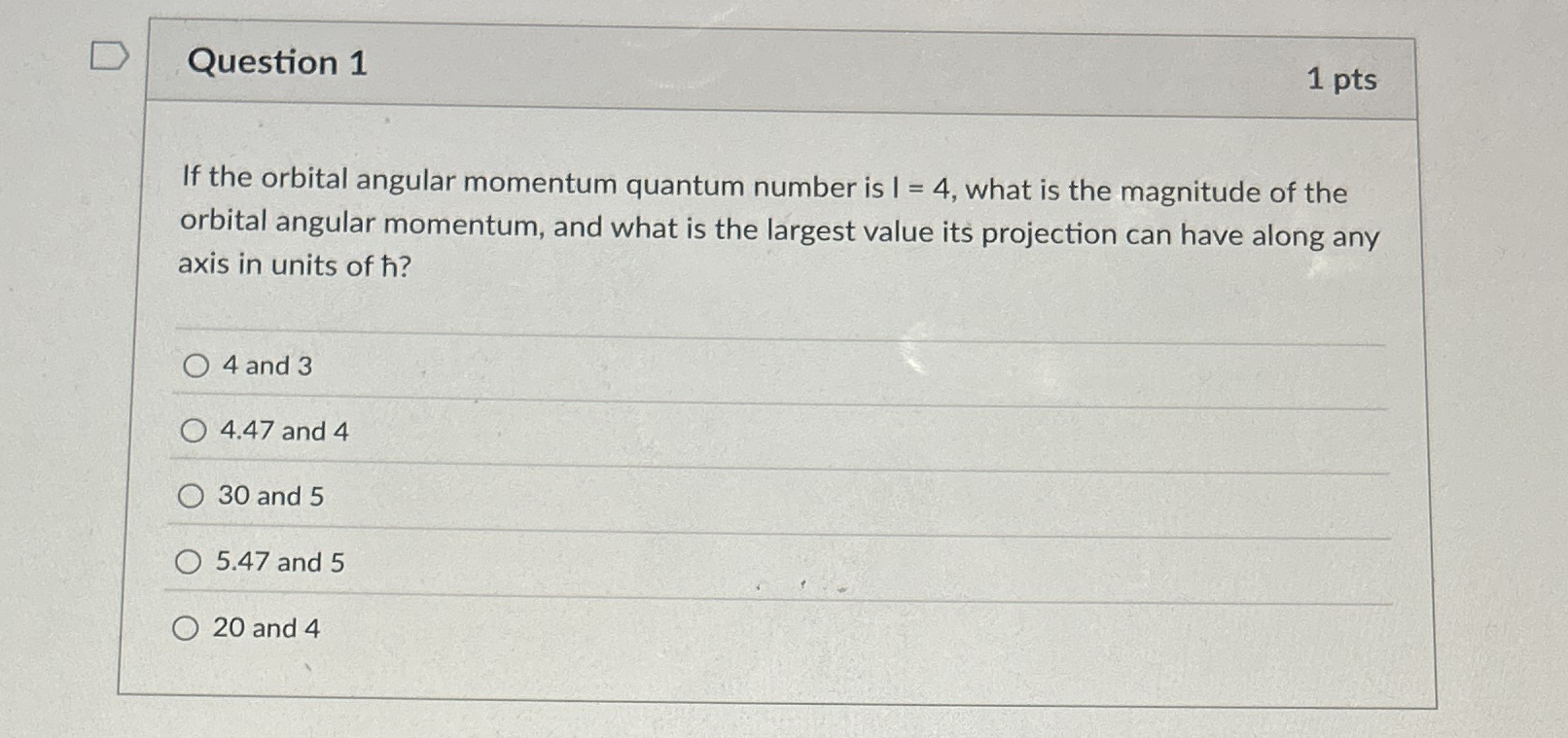 Solved Question 11 ﻿ptsIf the orbital angular momentum | Chegg.com