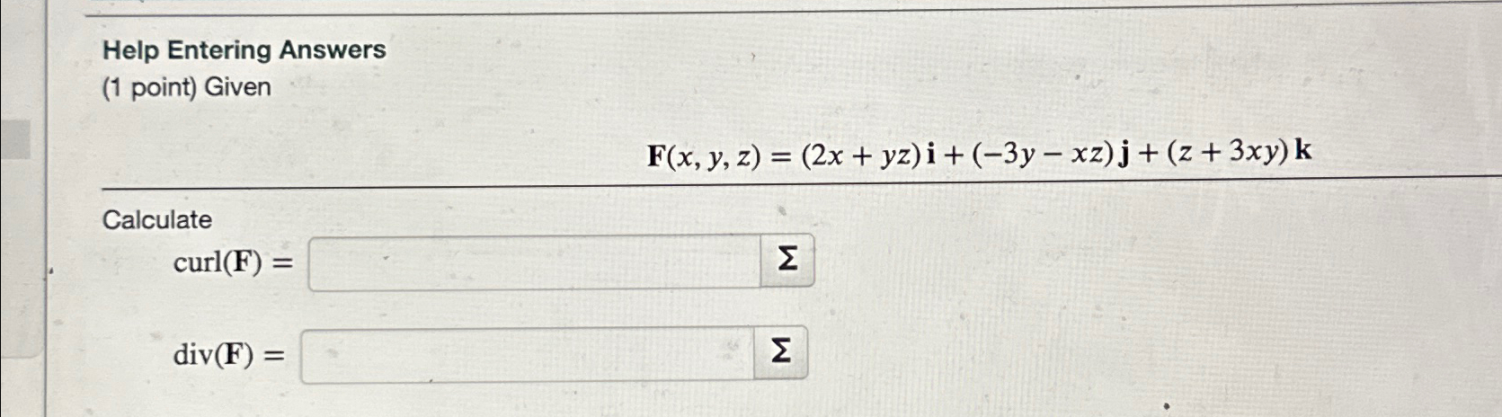 Solved Help Entering Answers(1 point) | Chegg.com Solved Help Entering Answers(1 point) | Chegg.com