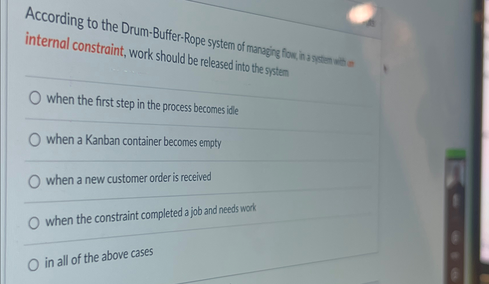 Solved According to the Drum-Buffer-Rope system of managing | Chegg.com