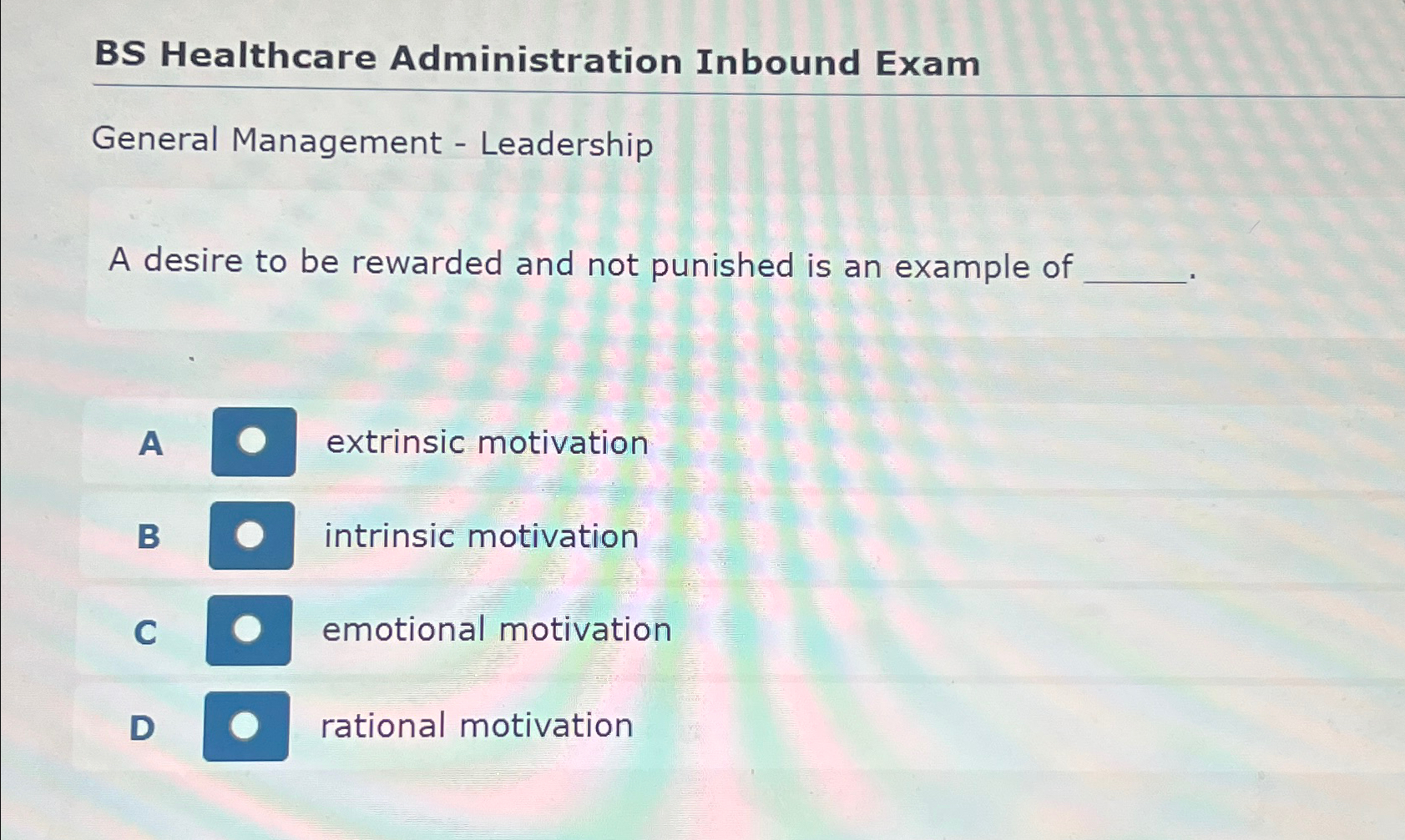 Solved BS Healthcare Administration Inbound ExamGeneral | Chegg.com