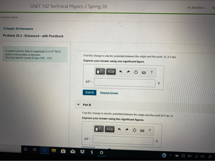 Solved GNET 102 Technical Physics 2 Spring 20 Hi, Brandon | Chegg.com