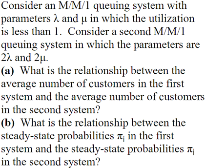 Solved Consider an M/M/1 queuing system with parameters | Chegg.com