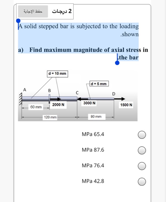 Solved A solid stepped bar is subjected to the loading | Chegg.com
