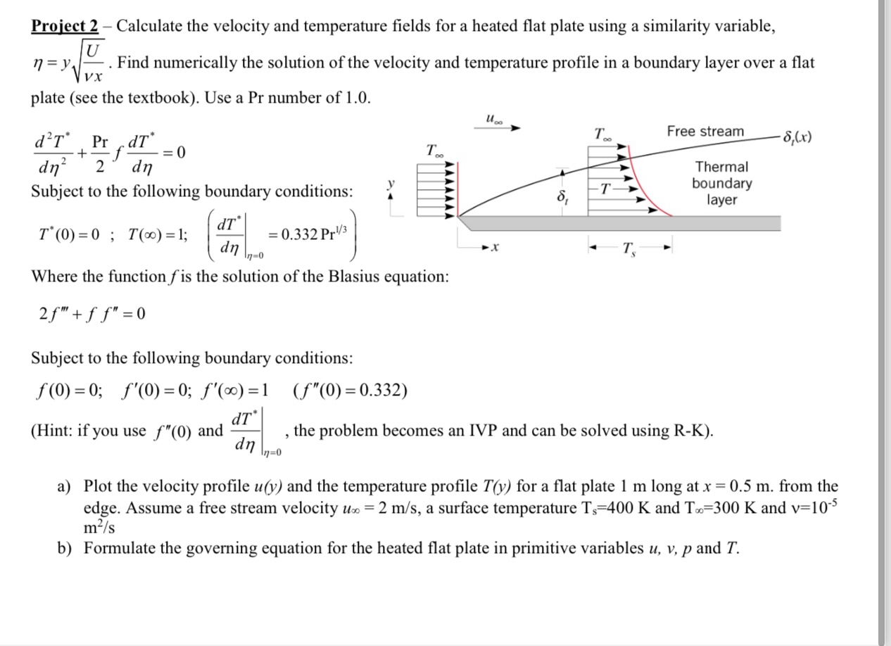 Solved Project 2 - ﻿Calculate the velocity and temperature | Chegg.com