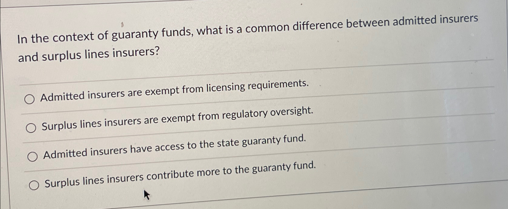 Solved In the context of guaranty funds, what is a common | Chegg.com