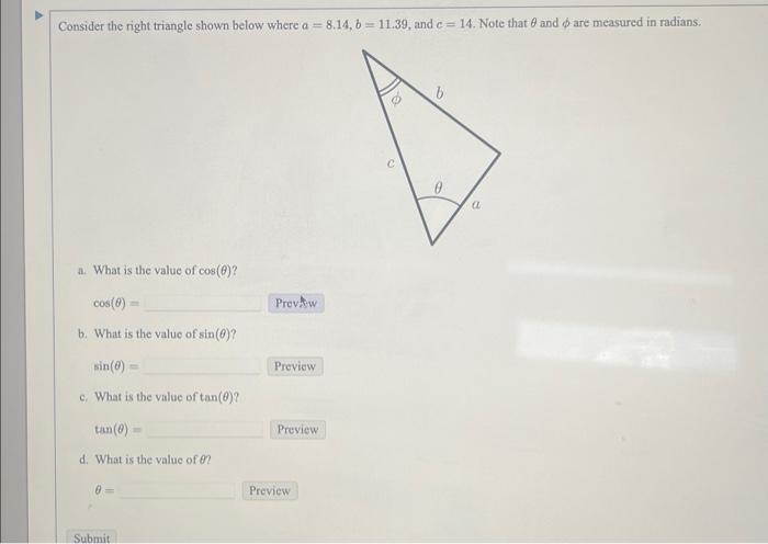 Solved Consider the right triangle shown below where | Chegg.com
