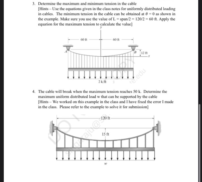 Solved 3 Determine The Maximum And Minimum Tension In The