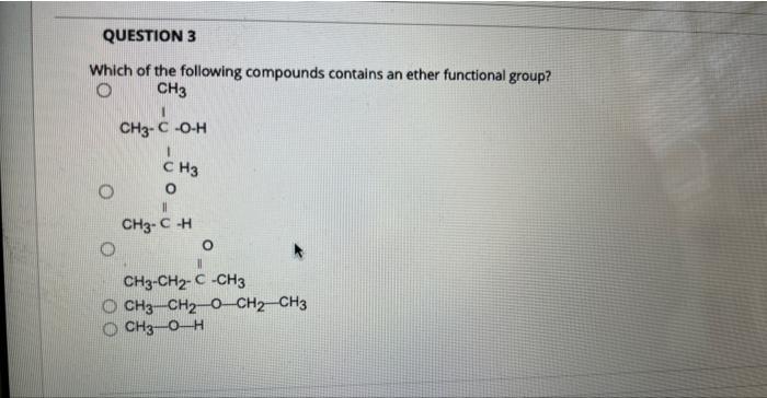 Solved Which of the following compounds contains an ether | Chegg.com