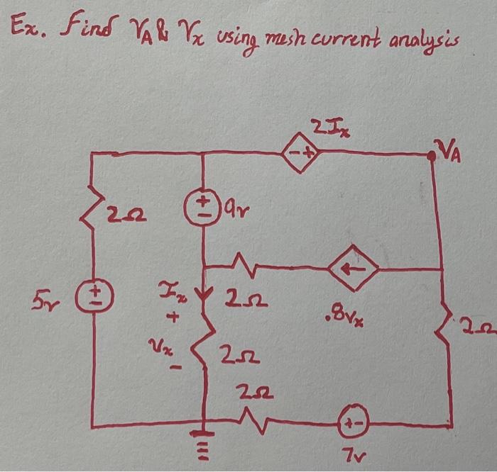 Solved Ex. Find γA&γx using mesh current analysis | Chegg.com