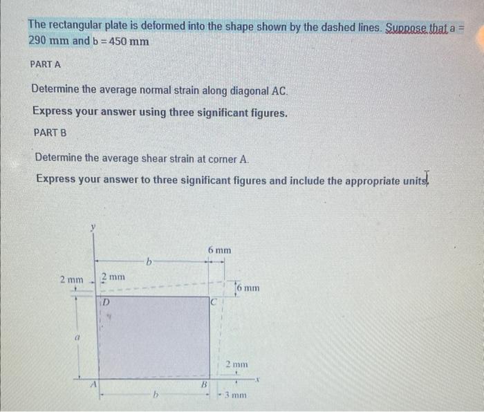 Solved The rectangular plate is deformed into the shape | Chegg.com