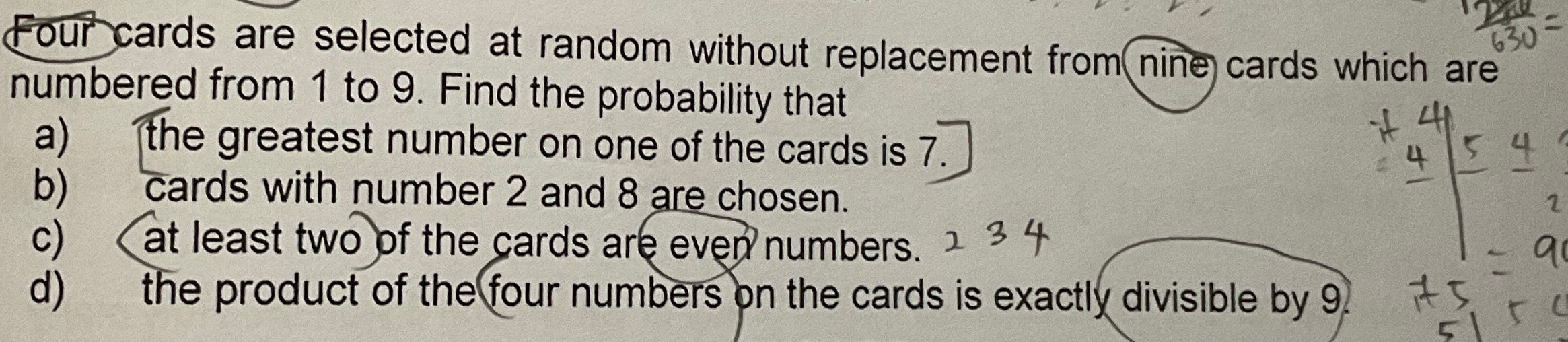 Four cards are selected at random without replacement | Chegg.com
