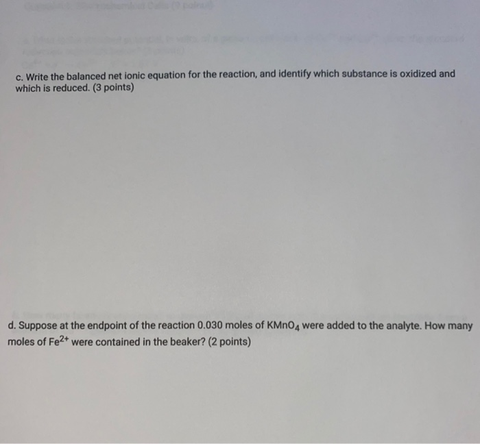 Solved Question 3: Redox Titration (11 points) Use the image | Chegg.com