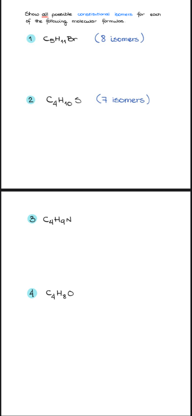 Solved Show all possible constitutional isomers for each of | Chegg.com