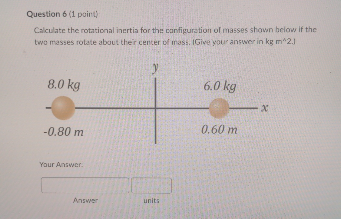 Solved Question 6 (1 ﻿point)Calculate the rotational inertia | Chegg.com
