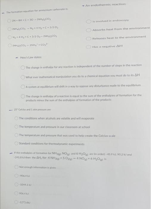 Solved - An endothermic reaction: The formation equation for | Chegg.com